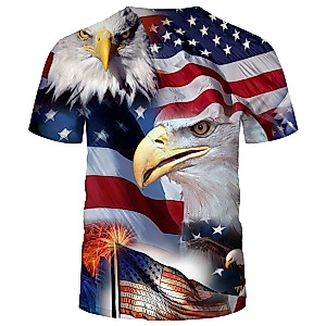 Lurhonp USA American Flag Tshirt Funny Eagle Graphic Fashion T-Shirts for Mens Womens,Color3,L