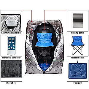 Heatwave Rejuvenator Portable Personal Sauna with FAR Infrared Carbon Panels, Heated Floor Pad, Canvas Chair