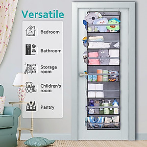 KIMBORA 7 Tier Hat Rack for Baseball Caps, Over Door Baseball Hat Organizer Hold 80 Hat Storage for Closet/Wall with 14 Side Mesh Pockets Cap Holder (Gray)