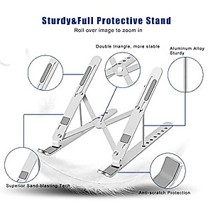 Laptop Stand Adjustable Computer Stand Aluminum Riser Holder Compatible with MacBook Air Pro, HP, Dell, More 10-15.6” Laptops Collapsible and Non-Slip Metal