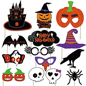 KUUQA Halloween Photo Booth Props Kit Halloween Party Decorations, Pack of 38