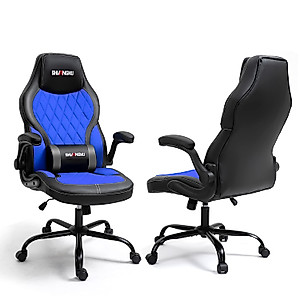 shuanghu Computer Gaming Chair Ergonomic Recliner Office Chair High Back Gaming Chair with Adjustable Headrest and Swivel Armrests and Lumbar Support for Men Women Adults Gamer (Blue)