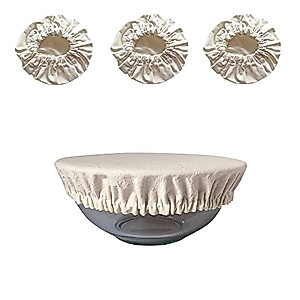 Hell Blues HB 100% Organic Elastic Food Bowl 4-Pack Small Bowl/Jar Covers Unbleached Stretched Food Reusable ~ Alternative to Plastic/Foil Covers (Fits upto 4" - 6.5" inches)