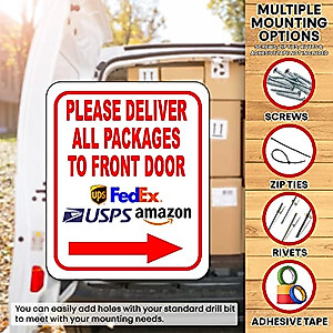Please Deliver All Packages to Front Door Right Arrow Delivery Sign for Delivery Driver Delivery Instructions for My Packages from Amazon, FedEx, USPS, UPS - Indoor Delivery Signs for Home - 8.5"x10"
