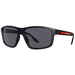 PRADA LINEA ROSSA PS 02XS - DG002G Sunglasses BLACK RUBBER w/POLAR DARK GREY 60mm