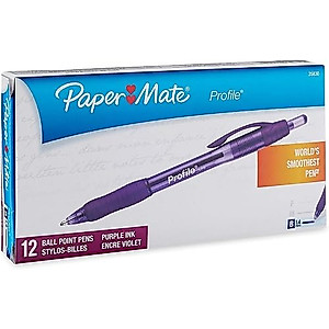 Paper Mate : Profile Retractable Ballpoint Pen, Purple Ink, Bold, 1.4 mm -:- Sold as 2 Packs of - 12 - / - Total of 24 Each by Paper Mate