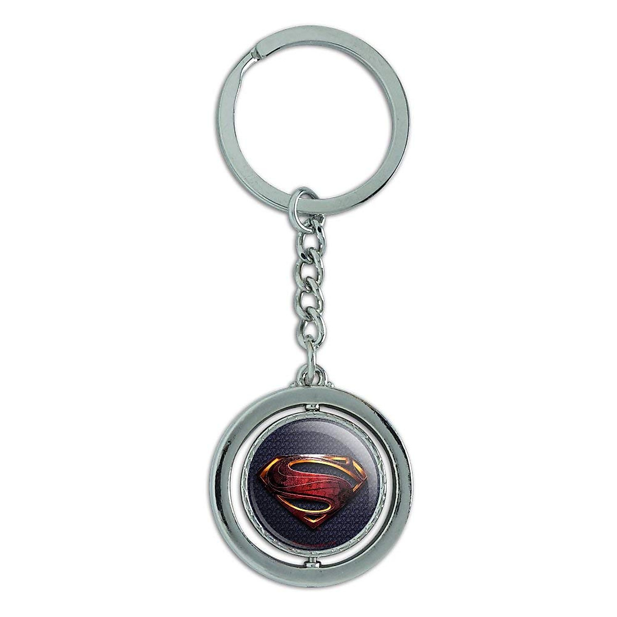 GRAPHICS & MORE Justice League Movie Superman Logo Keychain Spinning Round Chrome Plated Metal