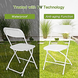 LUCKYERMORE 6 Pack White Plastic Folding Chair, Foldable Party Chairs, 330 lbs Capacity,Indoor Outdoor Folding Chairs,for Wedding Backyard Events Meeting House Festivals Dinner,Stackable
