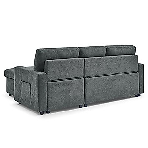 uhome Upholstered Sleeper Sofa with USB Ports sectional Couch Reversible Sofabed, Full XL, Gray
