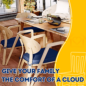 AAAAAcessories U-Shaped Chair Cushions for Dining Chairs with Ties and Removable Cover, 2" Thick Dining Kitchen Chair Pads, Indoor Dining Room Chair Cushions, 17" x 16", 4 Pack, Blue