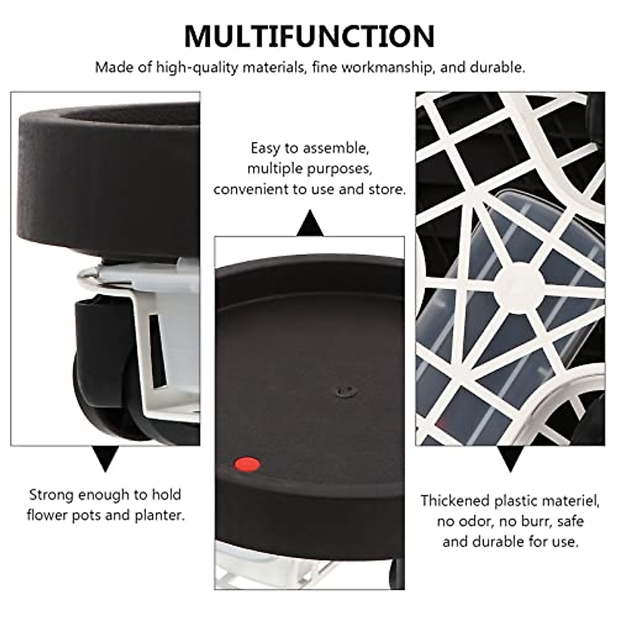 Cabilock Planter Dolly Caddy Plant Stand Round Flower Pot Mover Drip Trays with Wheel Plants Trolley Holder Coaster for Home Patio Garden 9X21CM (Black) Heavy Duty Plant Dolly