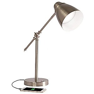 OttLite Harmonize LED Desk Lamp - 2.1A USB Charging Port, 3 Brightness Settings, Brushed Nickel