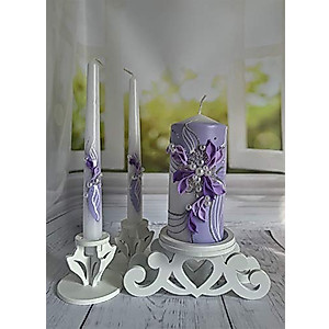 Magik Life Unity Candle Set for Wedding - Wedding décor Wedding Accessories - Candle Sets - 6 Inch Pillar and 2 10 Inch Tapers - Best Unity Candle