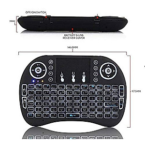 Mini Keyboard i8 2.4G Air Mouse Wireless Keyboard with Touchpad, Rechargeable Handheld Keyboard Remote for Smart TV, Android TV Box, KODI, Raspberry Pi, PC