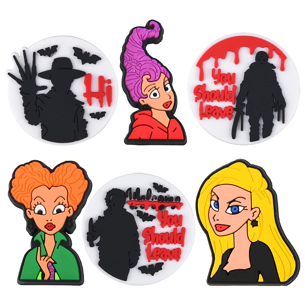 30 Pieces Sets Skull Face Shoe Cartoon Charms Horror Movie Anime Shoes Decorations Drawing Rainbow Shoes Accessories