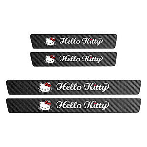 for Hello Kitty Fans Car Door Edge Guards Door Sill Protective Sticker,4PCS Carbon Fiber Car Door Threshold Step Protective Film,Car Door Step Scratch Protector,Universal Fit for Toyota Jeep Audi