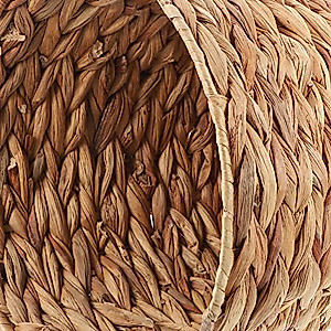 Rattan Basket Woven Waste Basket Round Trash Can Decorative Garbage Waste Bin Rubbish Container Laundry Cloth Storage Basket Organizer for Bedroom Home Living Room Bathroom Woven Basket