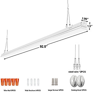 ANTLUX 8FT LED Shop Light Fixture, 110W LED Strip Light, 12200 LM, 5000K, 8 Foot LED Linear Lights, Linkable led Lighting for Garage Warehouse Workshop, Fluorescent Tube Replacement, 8 Pack