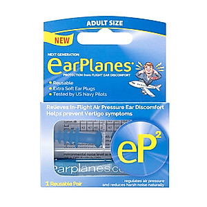 EP2 by Cirrus Healthcare Second Generation EarPlanes Earplugs Ear Protection from Flight Air and Noise Sound (1 Reusable Pair)
