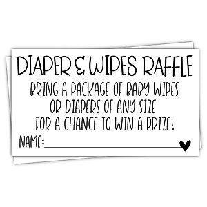 50 Diaper and Wipes Raffle Tickets - Baby Shower Invitation Insert - Game Activity for Baby Shower
