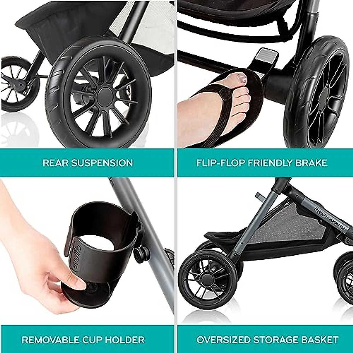 Evenflo Pivot Xpand Modular Travel System with LiteMax Infant Car Seat with Anti-Rebound Bar (Ayrshire Black)