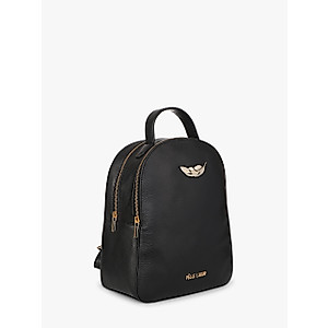 Pelle Luxur Women Genuine Leather Business Work Laptop Backpack- Purse For College Travel Large Capacity (Black)