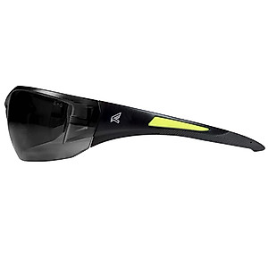 Edge SD116-G2 Delano G2 Wrap-Around Safety Glasses, Anti-Scratch, Non-Slip, UV 400, Military Grade, ANSI/ISEA & MCEPS Compliant, 5.04" Wide, Black Frame / Smoke Lens