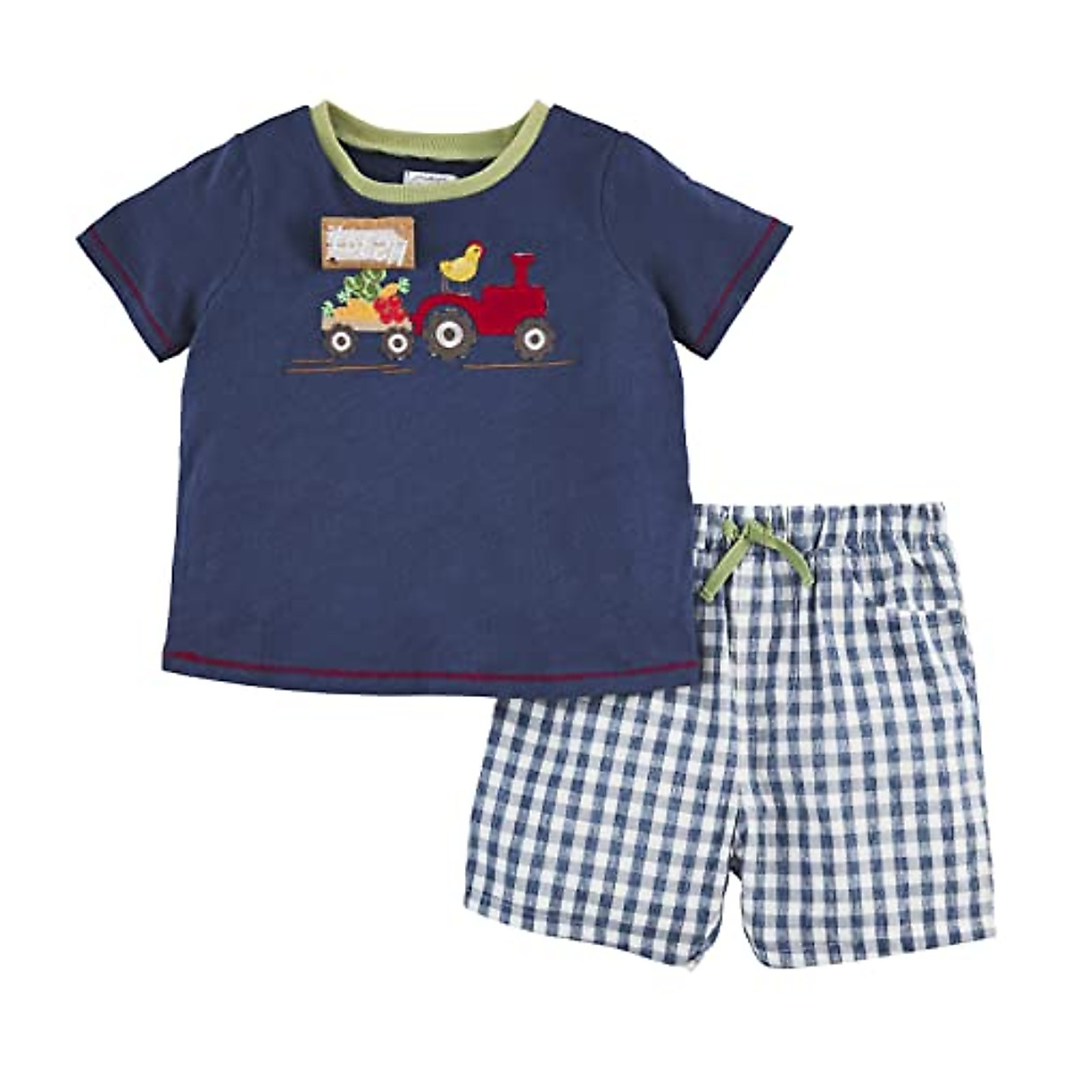 Mud Pie baby boys Farm Fresh Short Set, Blue, Small US