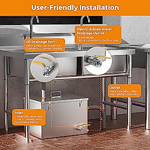 BEAMNOVA Commercial Grease Trap 8lbs Stainless Steel Interceptor Top Inlet for Restaurant Home Kitchen Tools, 13.98" x 10" x 9.25"(L*W*H)