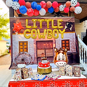 JeVenis Little Cowboy Baby Shower Decorations Western Baby Shower Decoration Wild West Baby Shower Balloons Cowgirl Tablecloth Horse Balloon