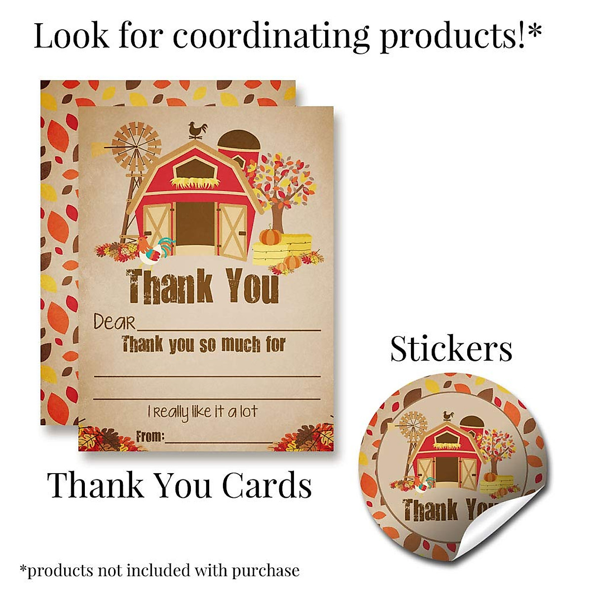 Rustic Old Fashioned Barn Fall & Autumn Barnyard Farm Birthday Party Invitations, 20 5x7 Fill In Cards with Twenty White Envelopes by AmandaCreation