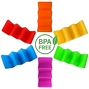 Colorful Taco Holder Stands Set of 6 - Premium Large Taco Tray Plates Holds Up to 3 or 2 Tacos Each, PP Health Material Very Hard and Sturdy, Dishwasher & Microwave Safe