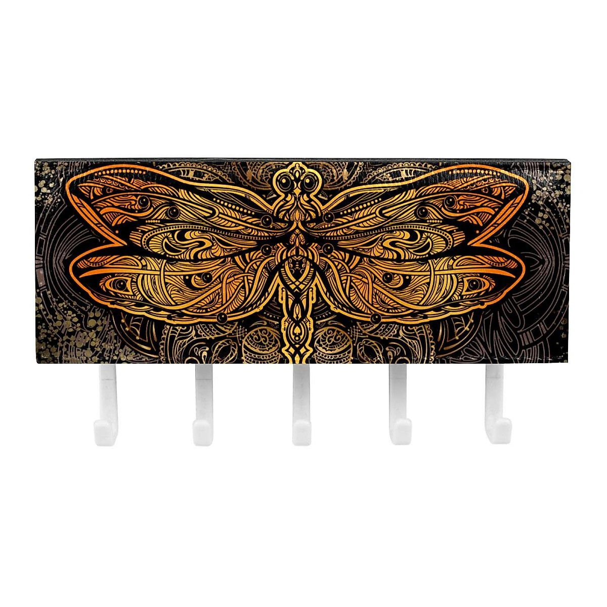 Coat and Hat Hook Rail Wall Hooks, Leather Hook Rack Wall Mounted, Hooks for Hanging Towel Key Purse Kitchenware Dragonfly