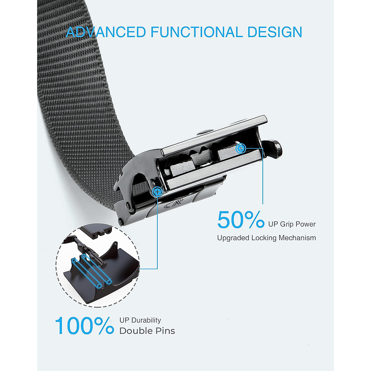 CHAOREN Black Ratchet Belts for Men - Casual Web Nylon Mens Belt 1 3/8" - Adjustable and Durable for Jeans