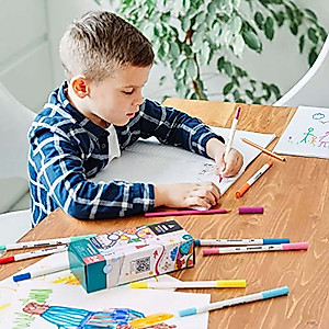 ARTEZA Kids Dual Tip Washable Markers, 24 Bright Colors, Marker Pens with Ultra Fine and Brush Tip, School Supplies for Kids Ages 3 and Up