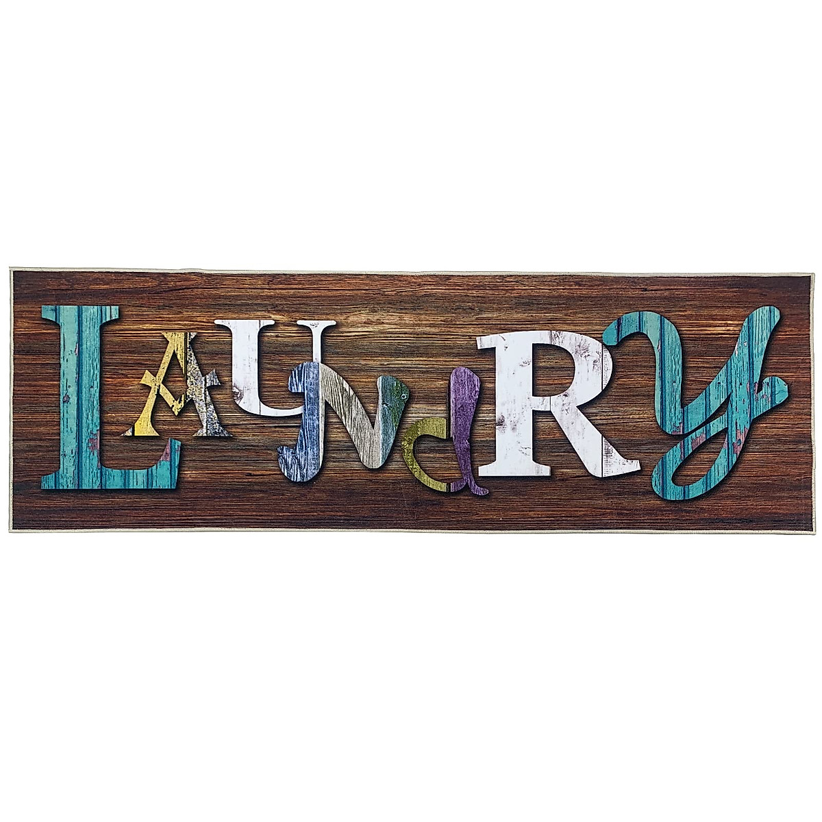 Abeigoi Laundry Room Rug Runner 2X6Ft Long Laundry Mat for Floor Thin Wood Printed Farmhouse Kitchen Mat for Floor Nonslip Washable Rug Washhouse Sink Mat Fun Room Mat for Laundry Decor