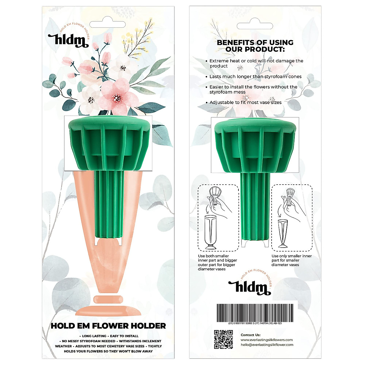 HLDM Cemetery Vase Rubber Inserts, Cemetery Flowers Holder for Keeping Bouquets in Place, Reusable Alternative to Messy Floral Foam Styrofoam Cones, Create Elegant Grave Decorations for Cemetery