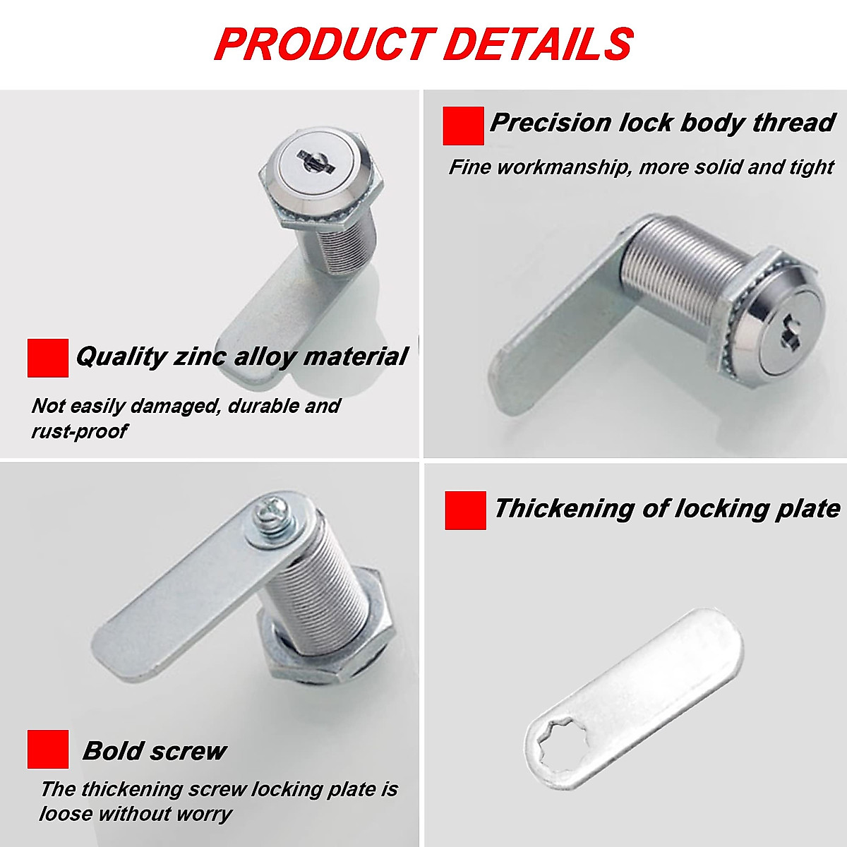 evan 5 Pack Cam Locks Keyed Alike, File Cabinet Lock with Keys, 5/8" Cabinet Cam Lock for Secure Files Drawers Mailbox RV Camper Door Storage Tool Box Replacement Locks