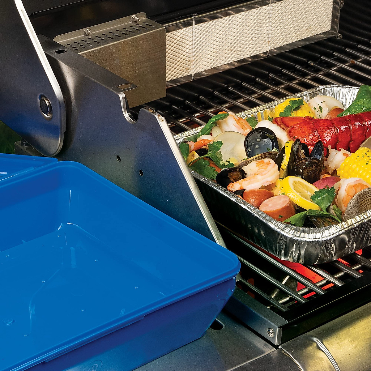 Mr. Bar-B-Q Cook, Carry & Serve Tray for Indoor and Outdoor Cook, Easy Serving with Clear Removable Top