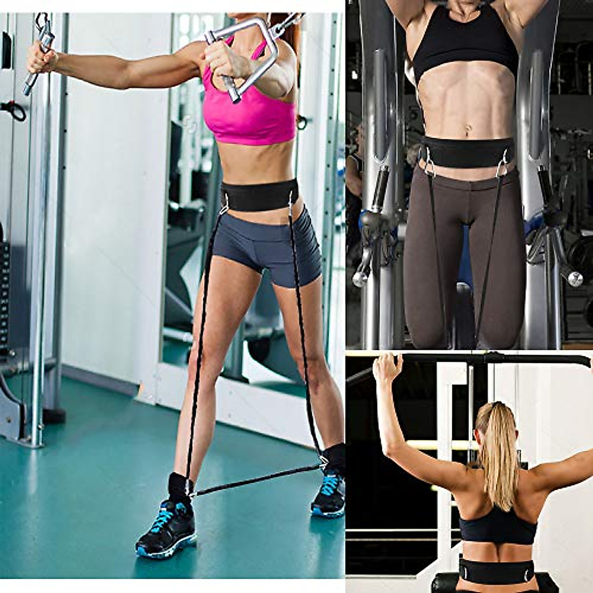 HYVAWO Waist Belt Neoprene Padded Gym Pulley Strap with Rings for Cable Machines Fitness Exercise Speed Agility Resistance Training