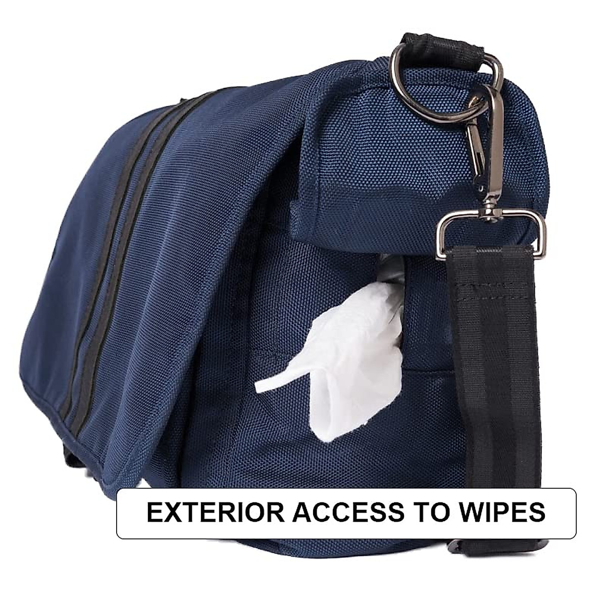 E.C.Knox Diaper Bag Backpack/Tote, with Built-in Baby Wipes Dispenser, Fold-Out Changing Pad, Stroller Hooks, 15 Pockets, Durable Nylon with Zip-Out Washable Canvas Lining, White