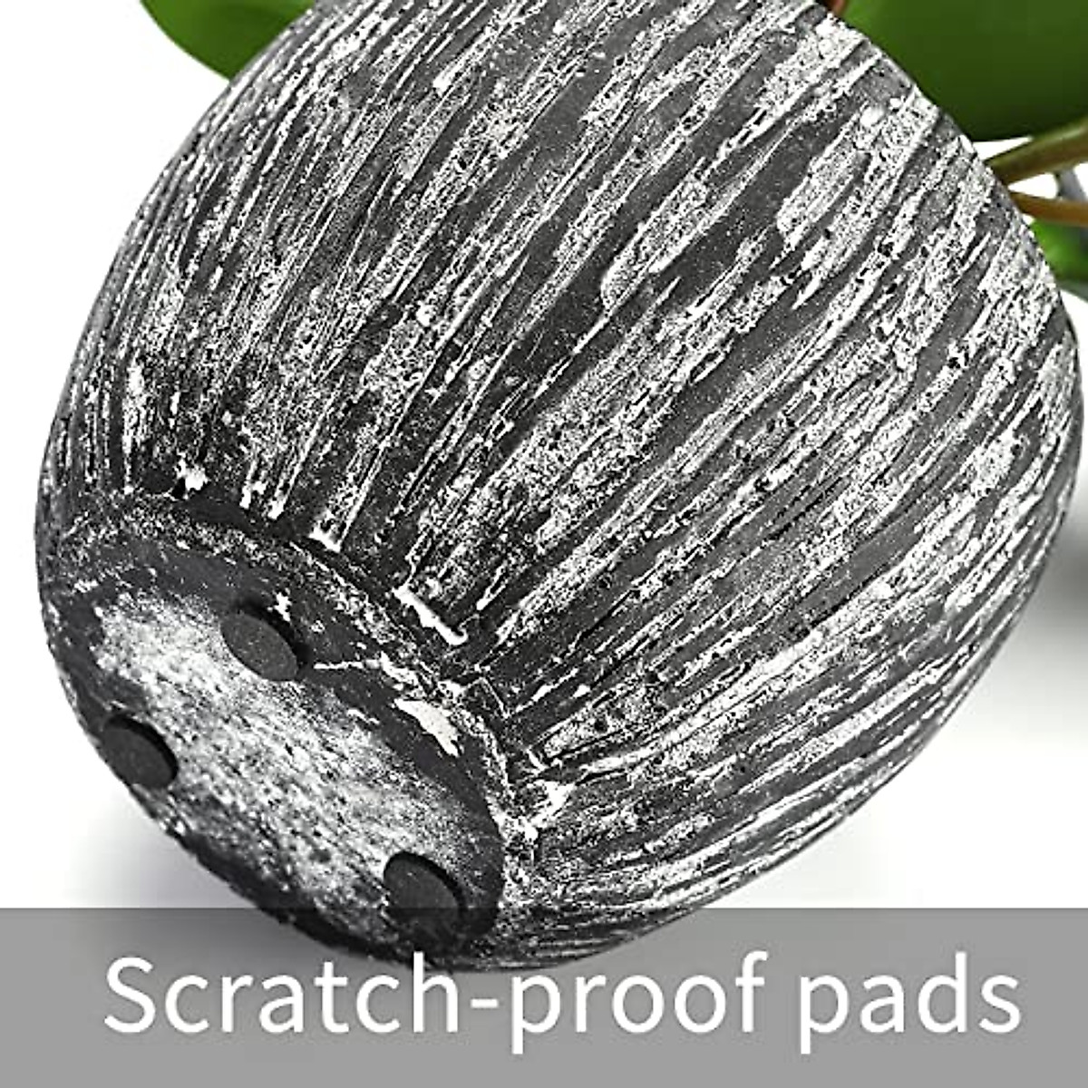 LORYDECO Artificial Potted Plants, Real Looking Fiddle Leaf Fake Plant with Pot, Plastic Watercress Leaves Small Faux Trees with Cement Planter, Greenery Plant Table Decor for Home Indoor