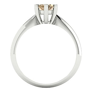 Clara Pucci 1.0 ct Marquise Cut Solitaire Brown Champagne Simulated Diamond Bridal Designer Anniversary Engagement Ring 14k White Gold