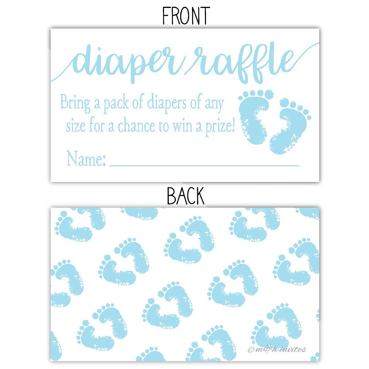 50 Blue Baby Feet Diaper Raffle Tickets - Boy Baby Shower Game