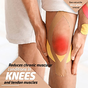 Physix Gear Kinesiology Tape Pro - Waterproof Physio Sports Tape for Pain & Injuries, Pregnancy, Muscle, Knee, Joint Support, Swelling, Strain Relief, Enhanced Blood Circulation (Beige, 1 Roll)