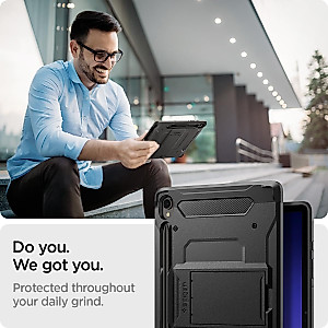 Spigen Tough Armor Pro Designed for Samsung Galaxy Tab S9 Case 11 Inch 2023 (SM-X71) Premium Shockproof Protective Hard Shell Case with Kickstand and S Pen Holder - Black
