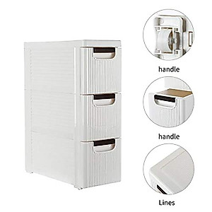 3-Tire Rolling Cart Organizer Unit with Wheels Narrow Slim Container Storage Cabinet for Bathroom Bedroom