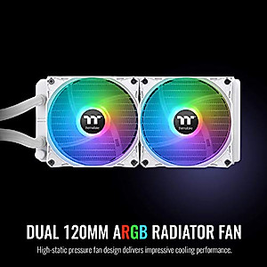 Thermaltake TH240 ARGB Snow Edition AM5/AMD/Intel LGA1200 Ready All-in-One Liquid Cooling System 240mm High Efficiency Radiator CPU Cooler CL-W301-PL12SW-A, White