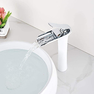 NZDY Faucet Faucets Modern White Bathroom Faucet Waterfall Faucets Single Hole Cold and Hot Water Mixer Tap Mixer Taps