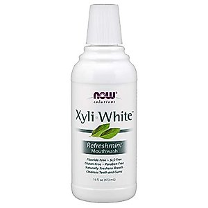 NOW Solutions, Xyliwhite™ Mouthwash, Refreshmint Flavor, Naturally Freshens Breath, Cleanses Teeth and Gums, 16-Ounce
